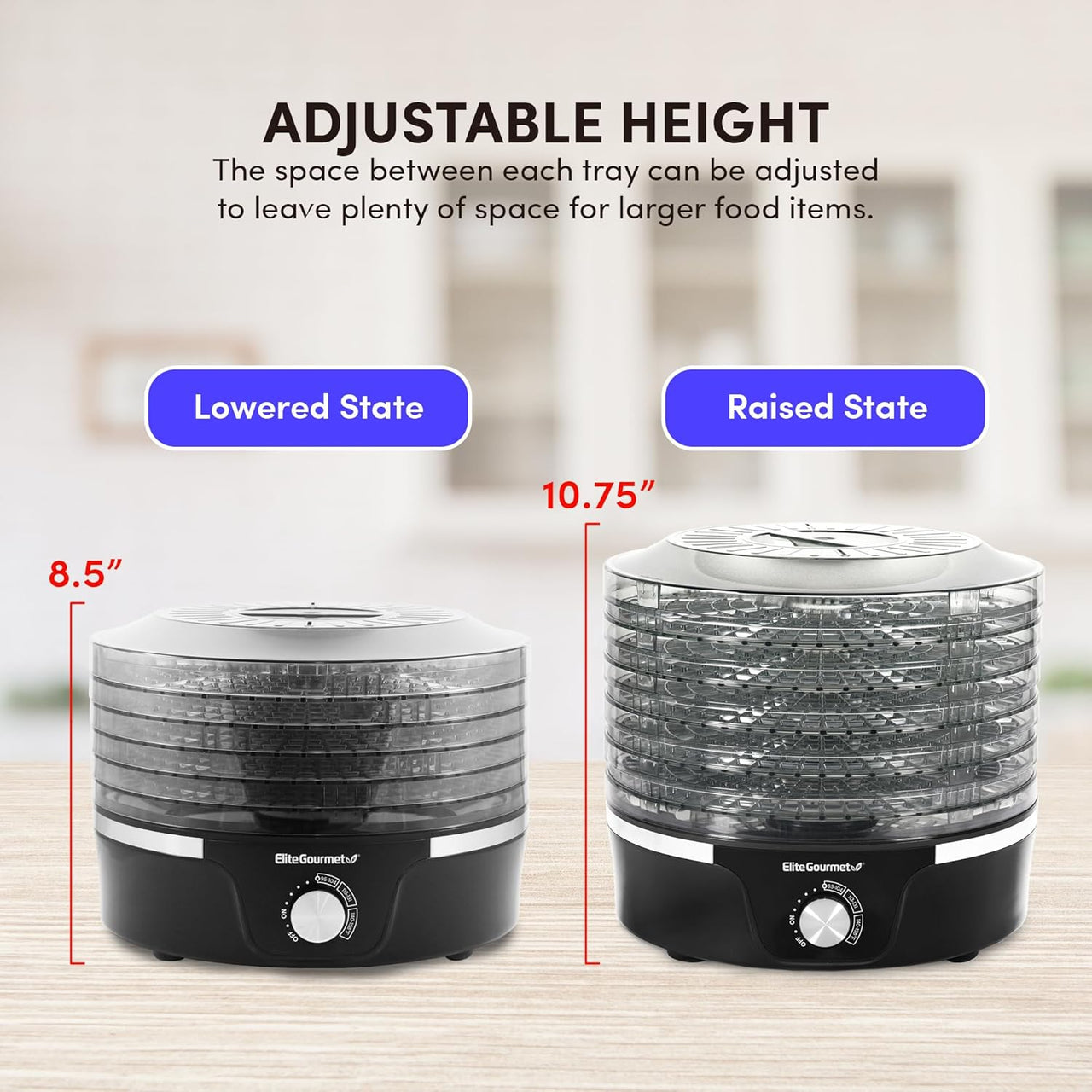 Elite Gourmet Food Dehydrator with Adjustable Temperature and Even Hea ...