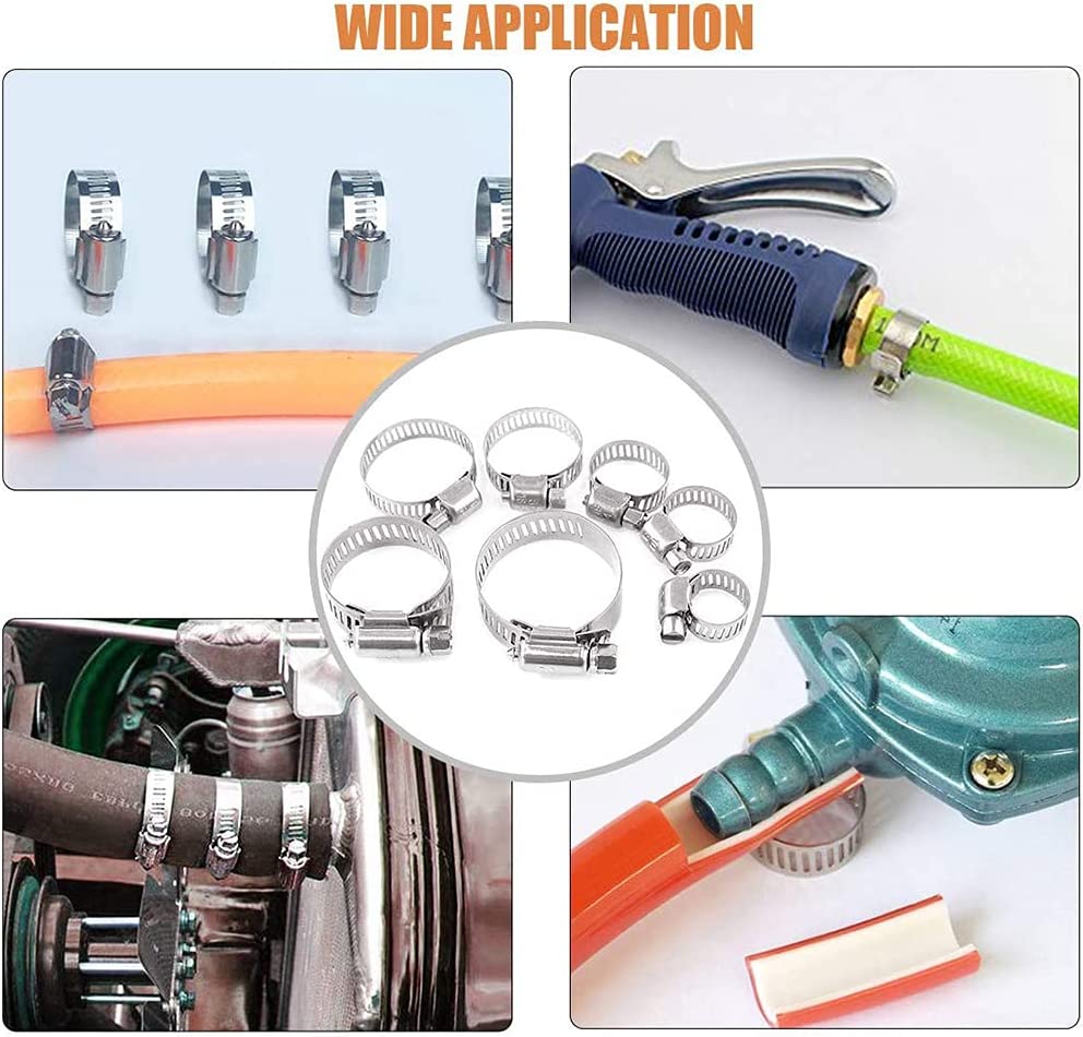 100 PCS Stainless Steel Hose Clamp Set – Adjustable Plumbing ...