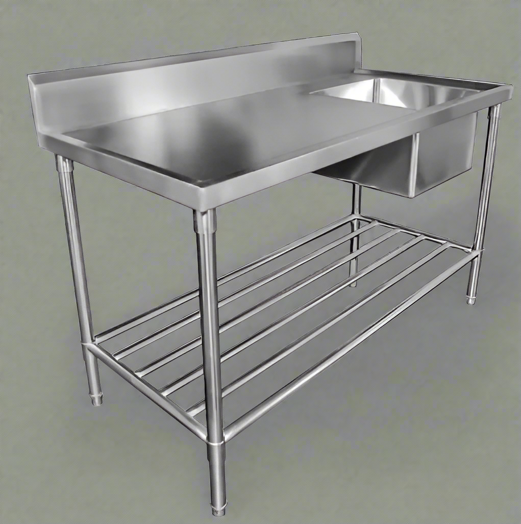 94" Stainless Steel Sink Table with Undershelf – Single Bowl Commercial ...